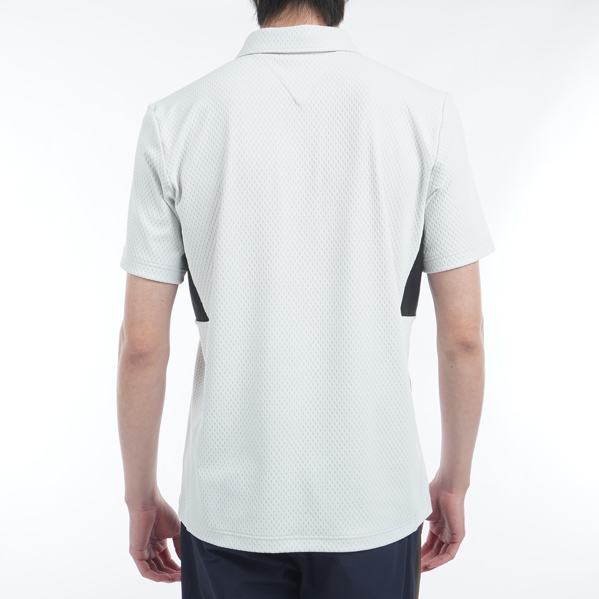 ストレッチ リンクスジャガード ハーフジップ半袖ポロシャツ(半袖