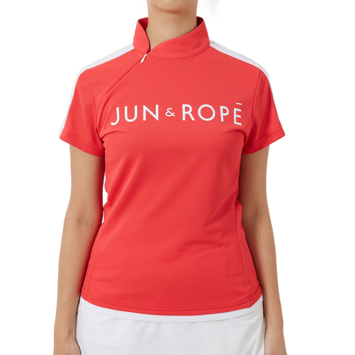 セール・アウトレット】メッシュ使いチャイナ衿 半袖プルオーバー