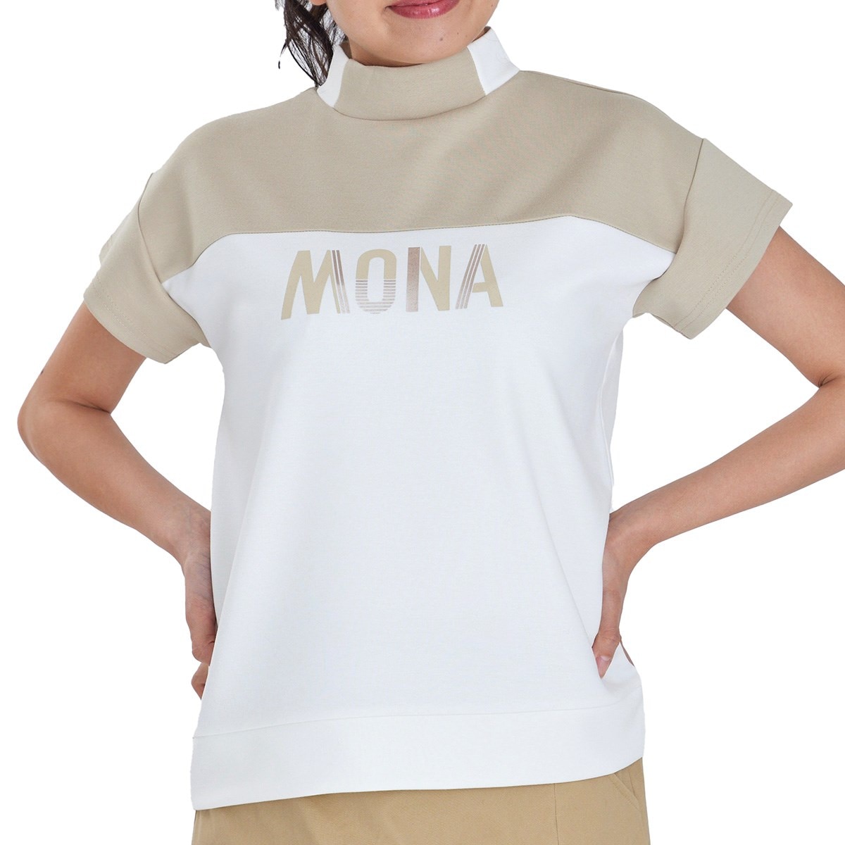 ロゴプリントバイカラー 半袖モックネックシャツ レディス(半袖シャツ・ポロシャツ)|DELSOL GOLF(デルソルゴルフ) M0054の通販 ...