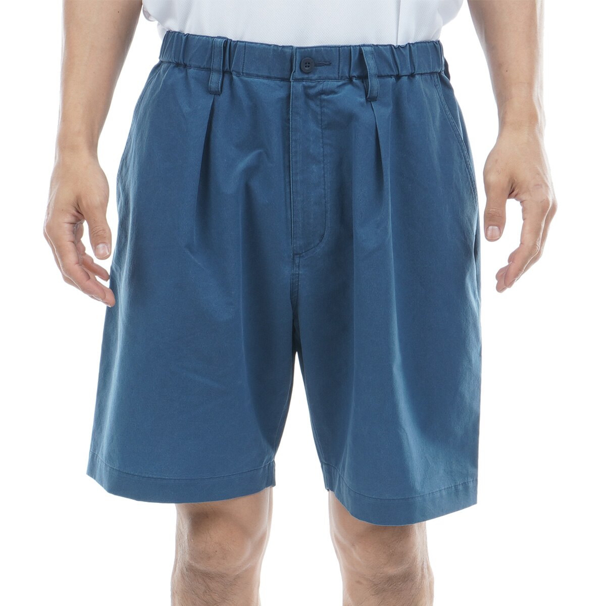 ストレッチ フェイデッド ワンタックワイドショートパンツ(ハーフ