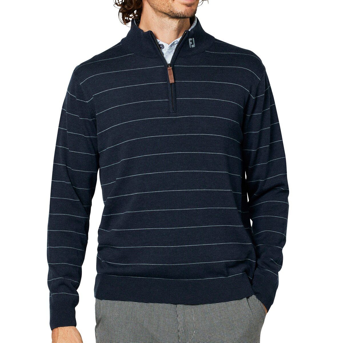 ストレッチ ウールヘザー ハーフジップセーター(中間着(セーター