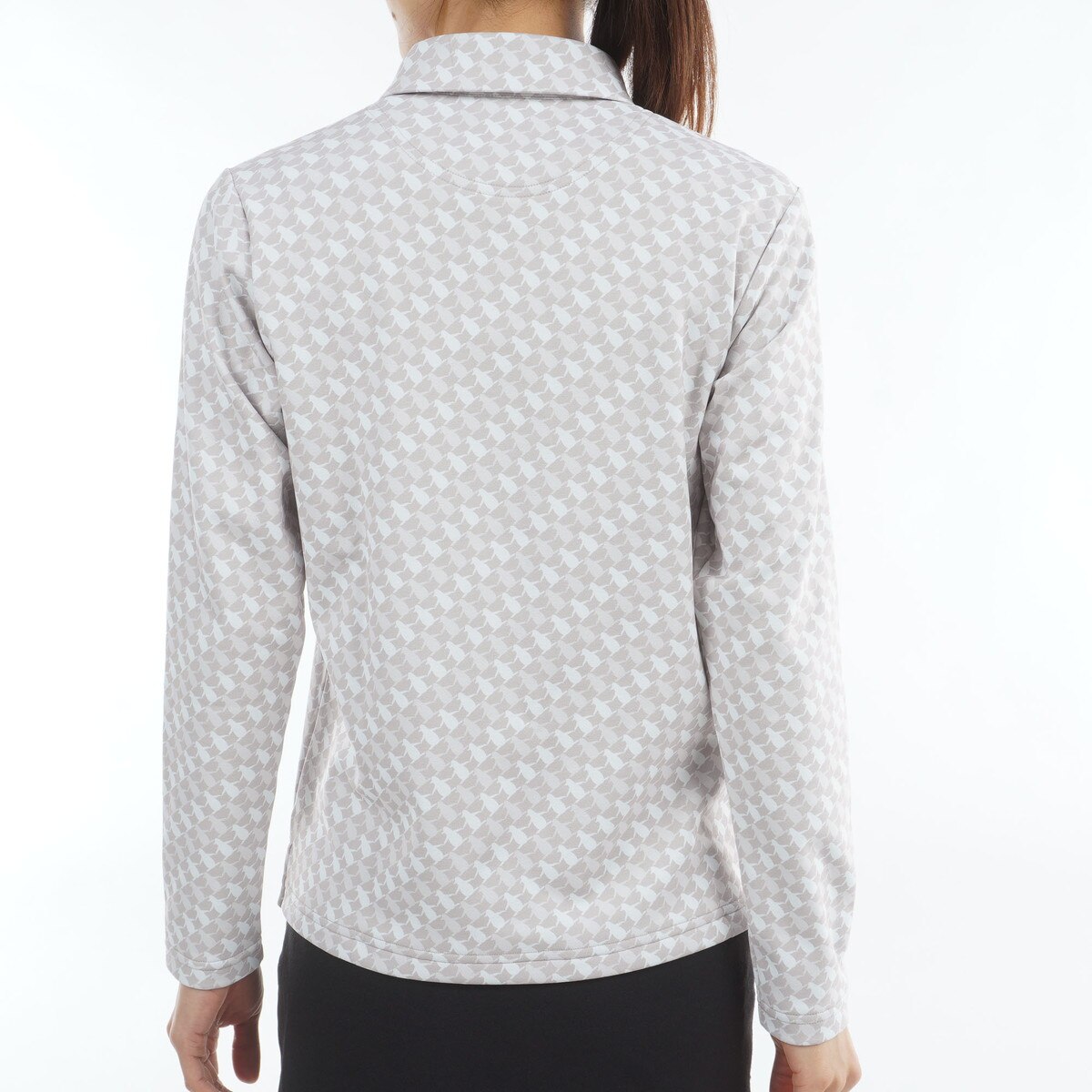 ストレッチ HEAT NAVI プリントテーラーカラー長袖ポロシャツ レディス