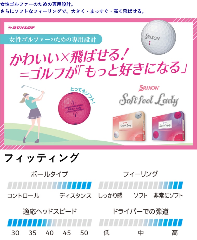 SOFT FEEL LADY6 ボール レディス(ボール（新品）)|SRIXON(ダンロップ) SNSFL6の通販 - GDOゴルフショップ ...